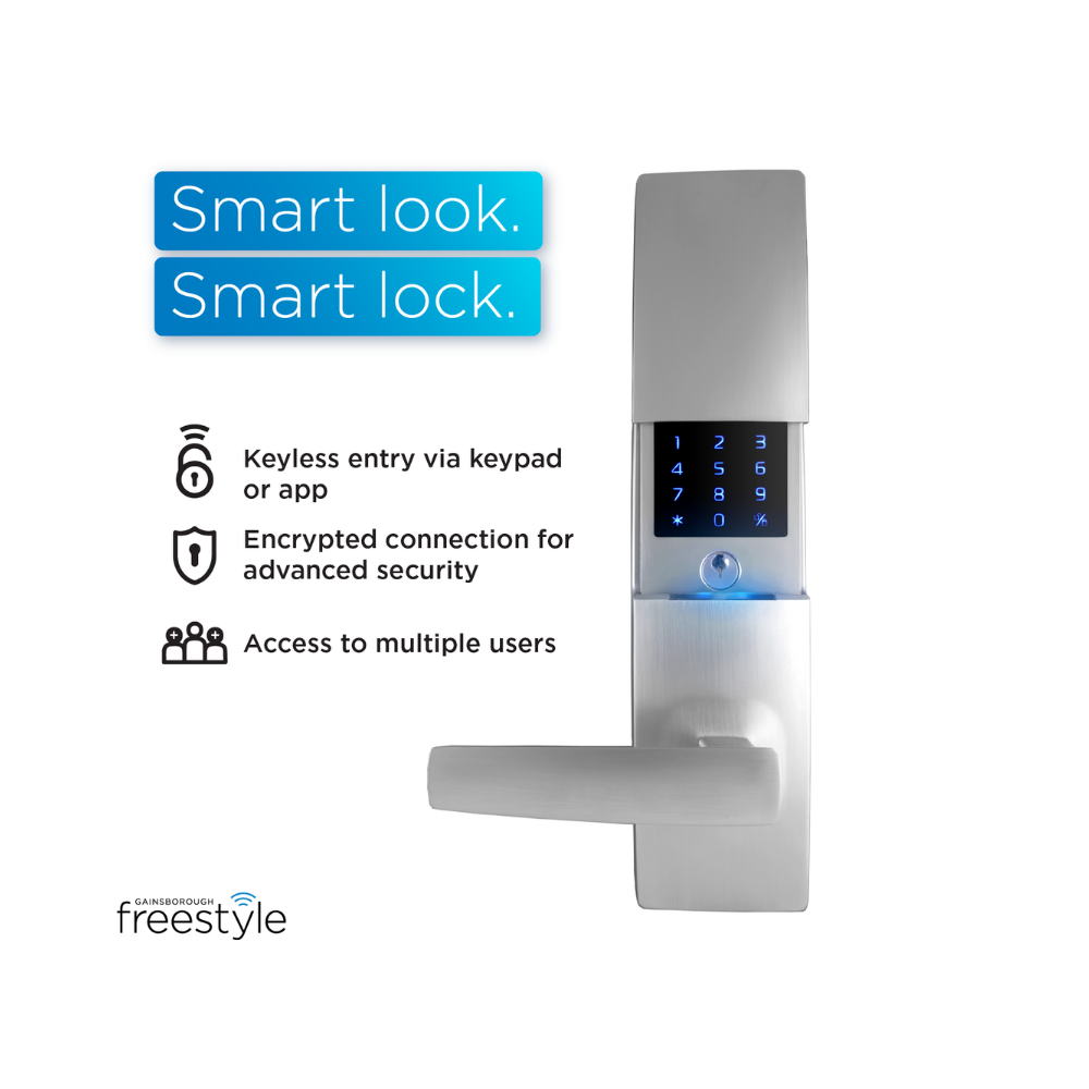 Gainsborough Trilock Freestyle Aurora Smart Digital Lock - Brushed Sat ...